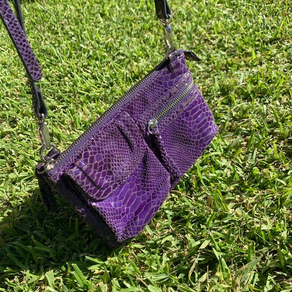 Perlina | Bags | Perlina Purple Snake Crossbody Bag | Poshmark